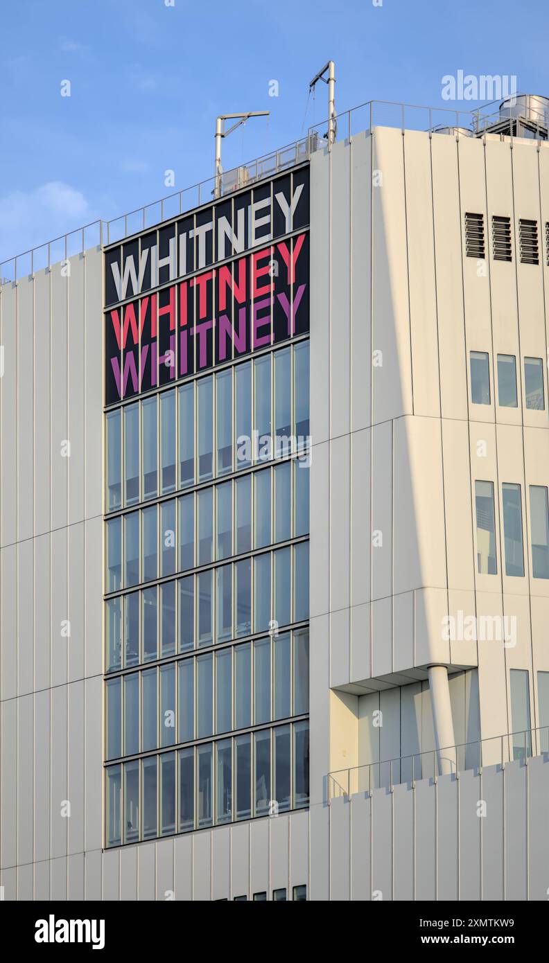 New York, NY - July 9, 2024: Whitney Museum logo sign on side of famous ...