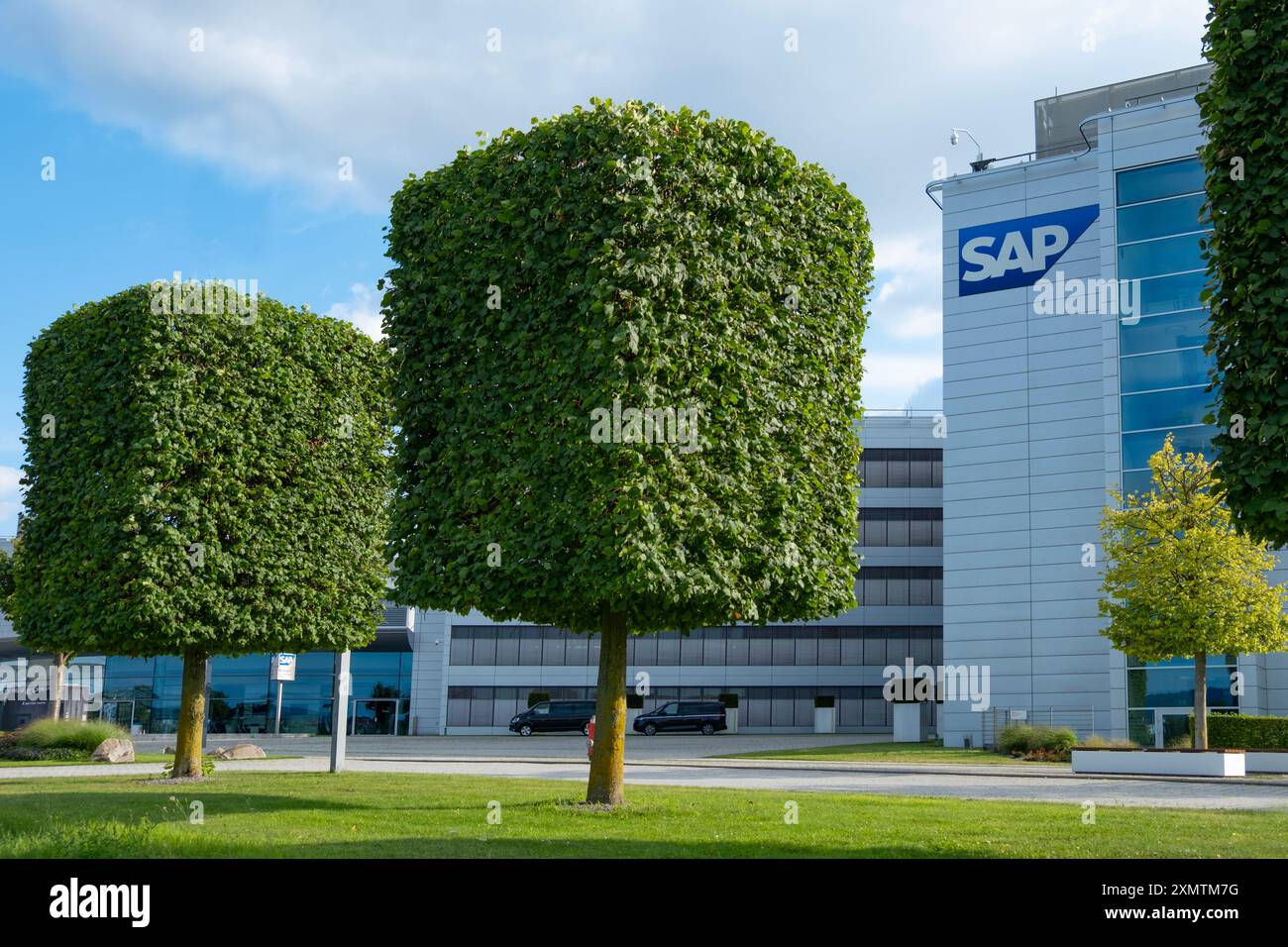 SAP SE logo prominently displayed on modern corporate headquarters ...