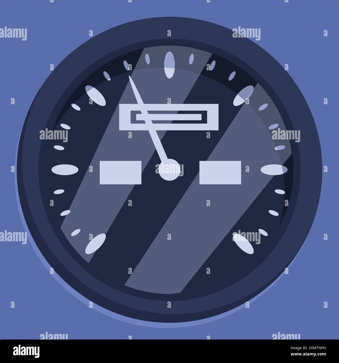 Round analog gauge with needle pointing to fuel level, indicating ...