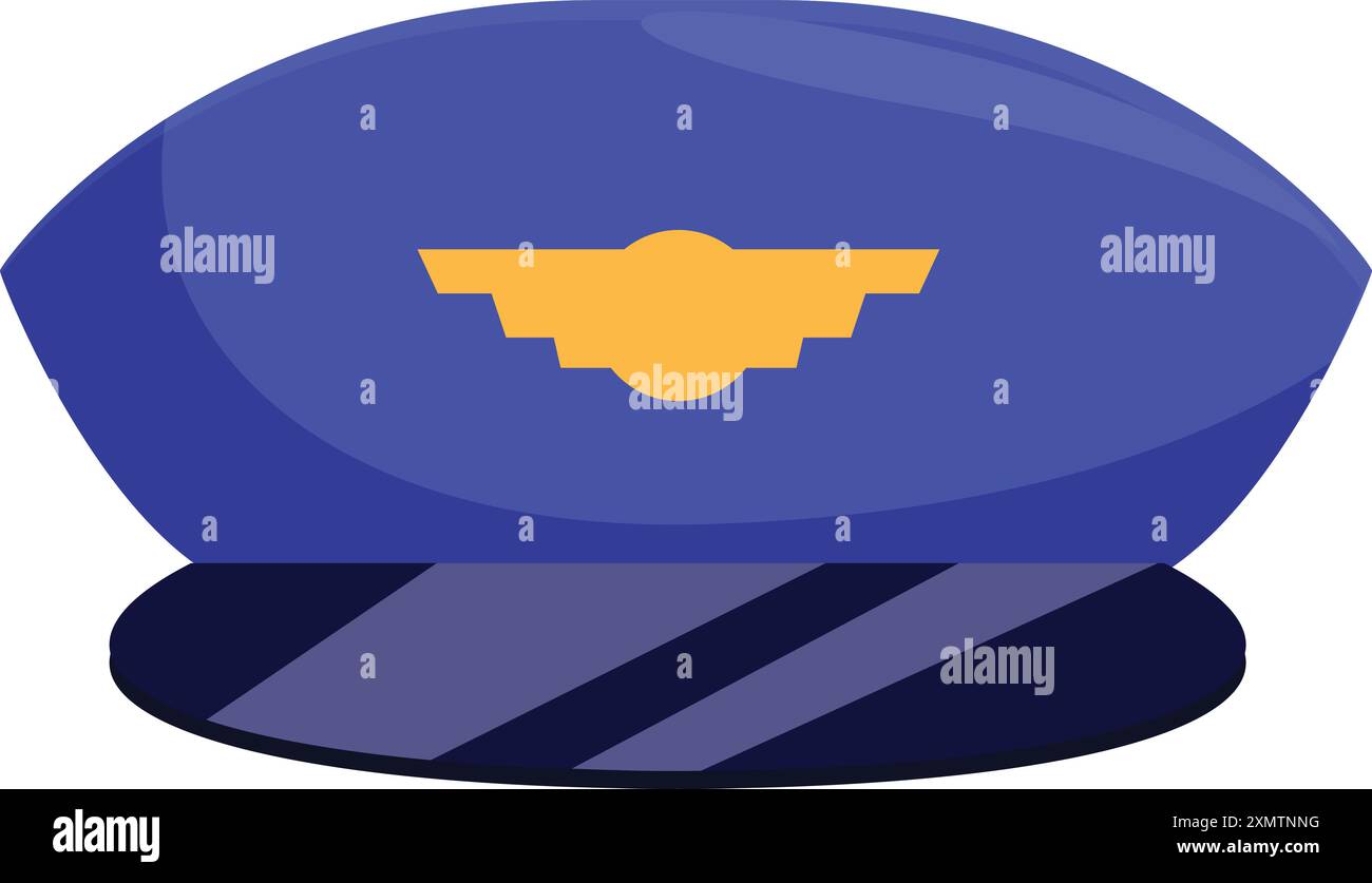 Blue pilot hat with golden wings is sitting on a surface Stock Vector ...