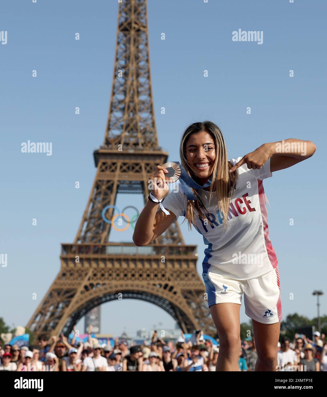 Paris, France. 29th July, 2024. France's judo athlete Shrine Boukli ...
