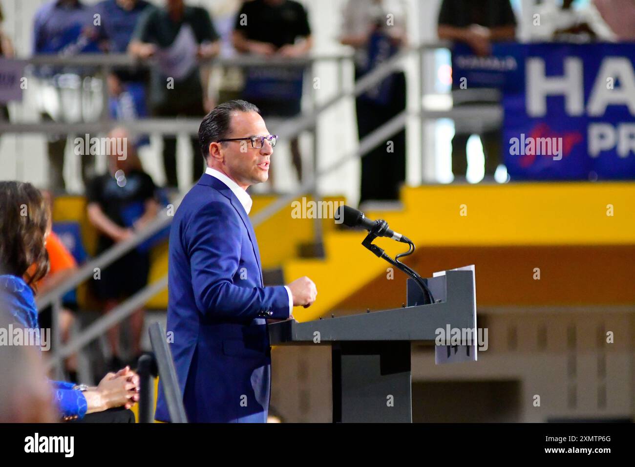 Philadelphia, United States. 29th July, 2024. Gov. Josh Shapiro speaks ...