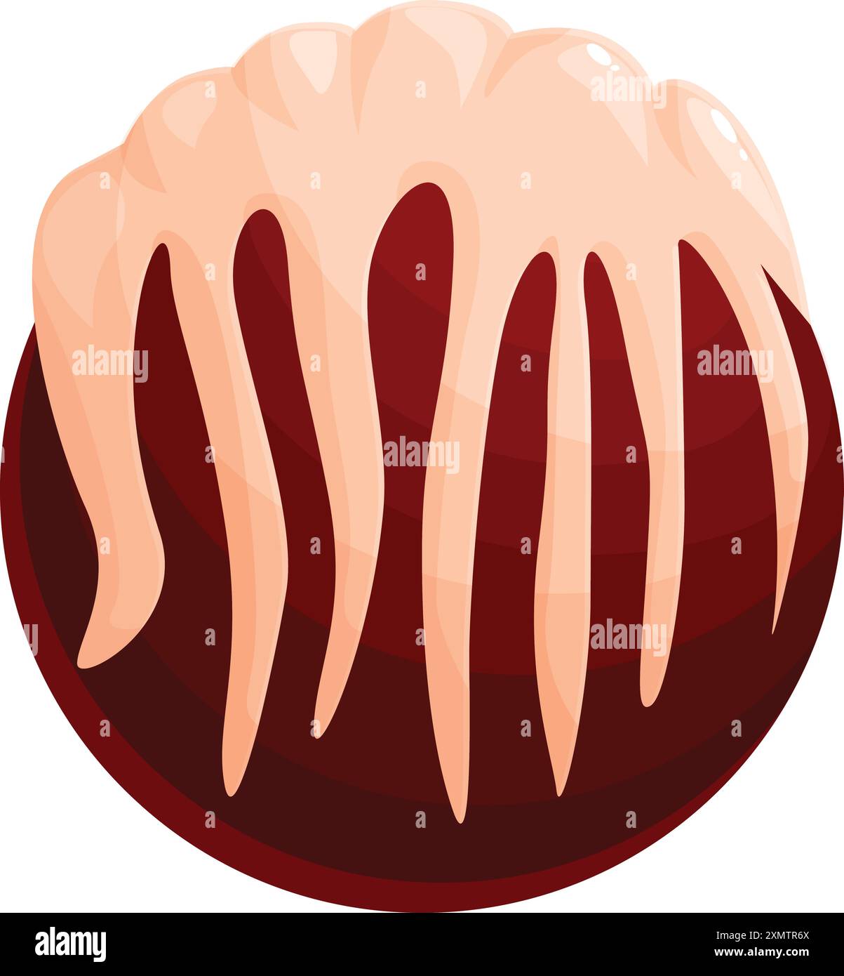 Round chocolate cake with cream dripping down covered in icing hi-res ...