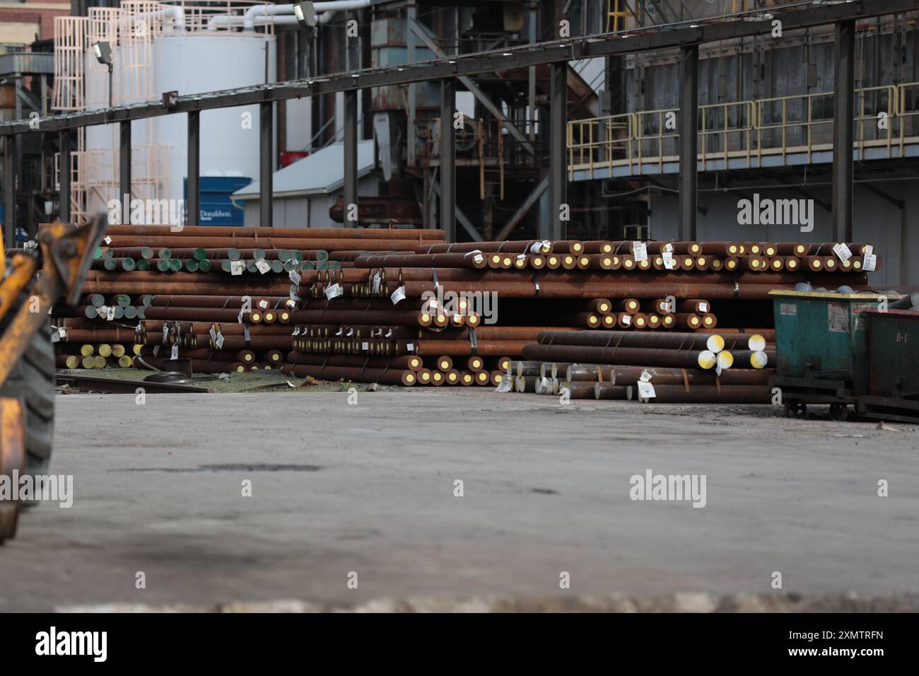 Central billet yard where a large crane unloads 200,000 pounds of steel ...