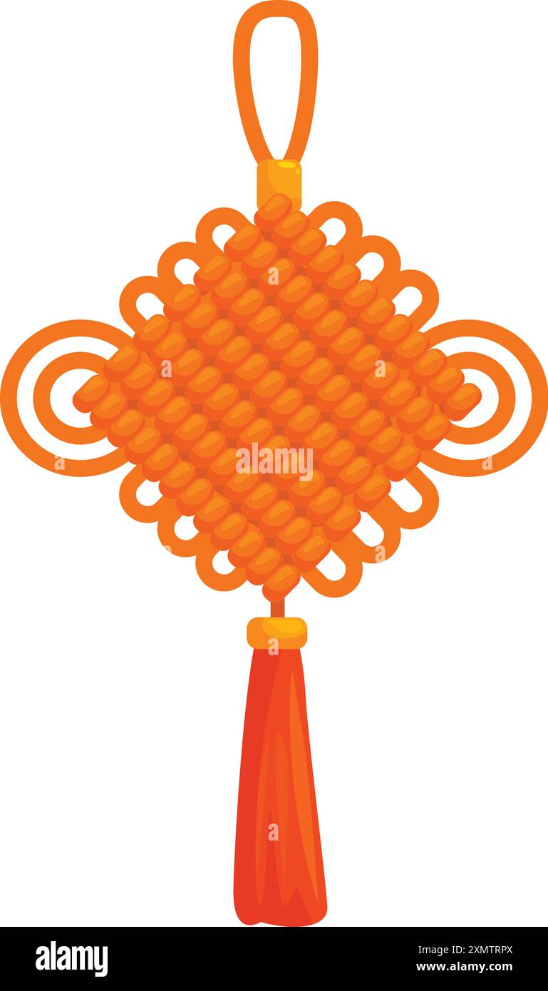 Traditional orange chinese knot is hanging, symbolizing good luck and ...
