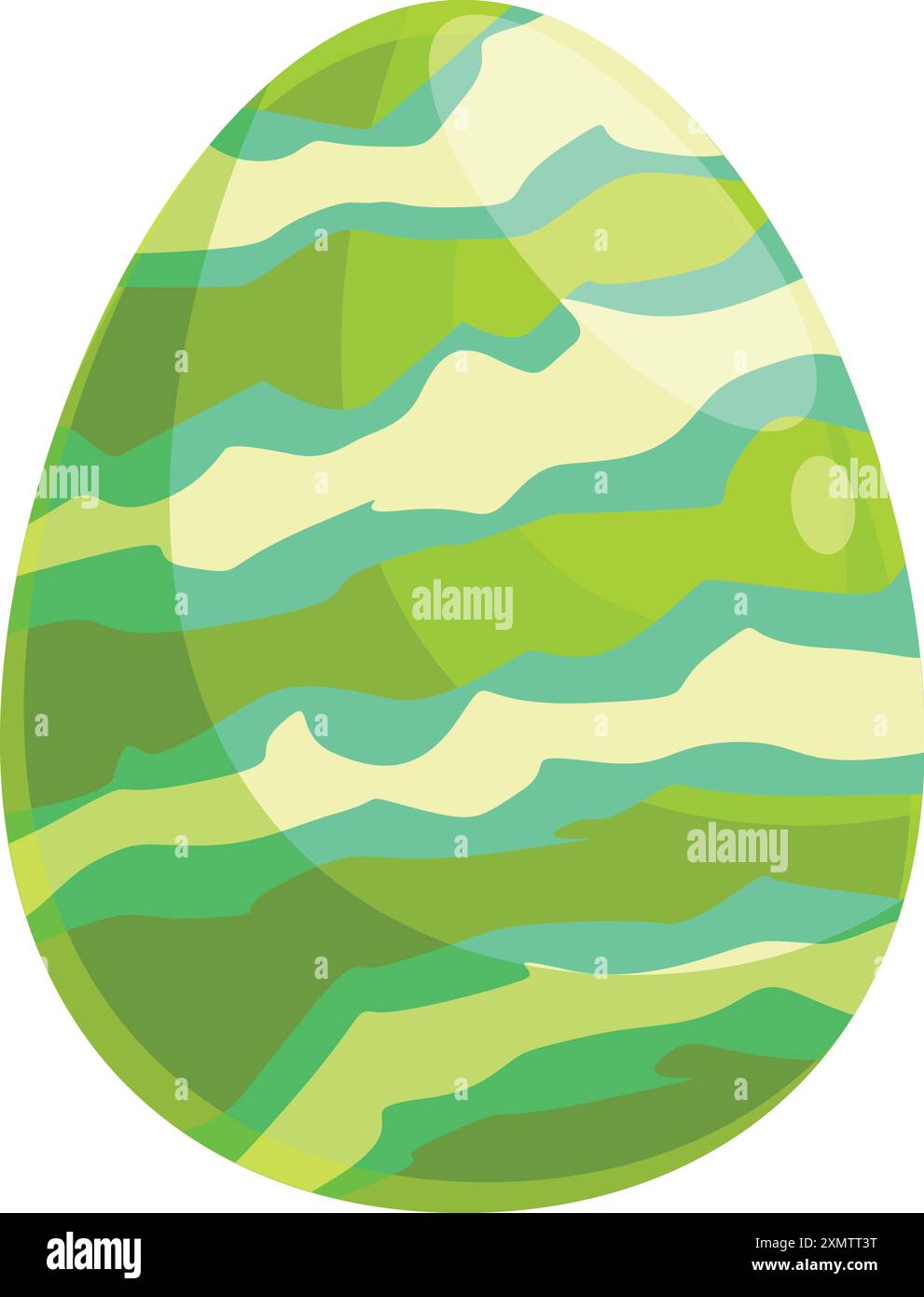Green and turquoise easter egg showing wavy stripes pattern, isolated ...