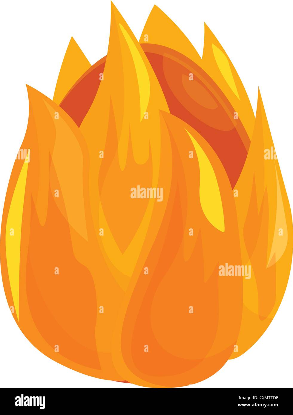Cartoon burning chestnut roasting on fire with bright hot flames Stock ...