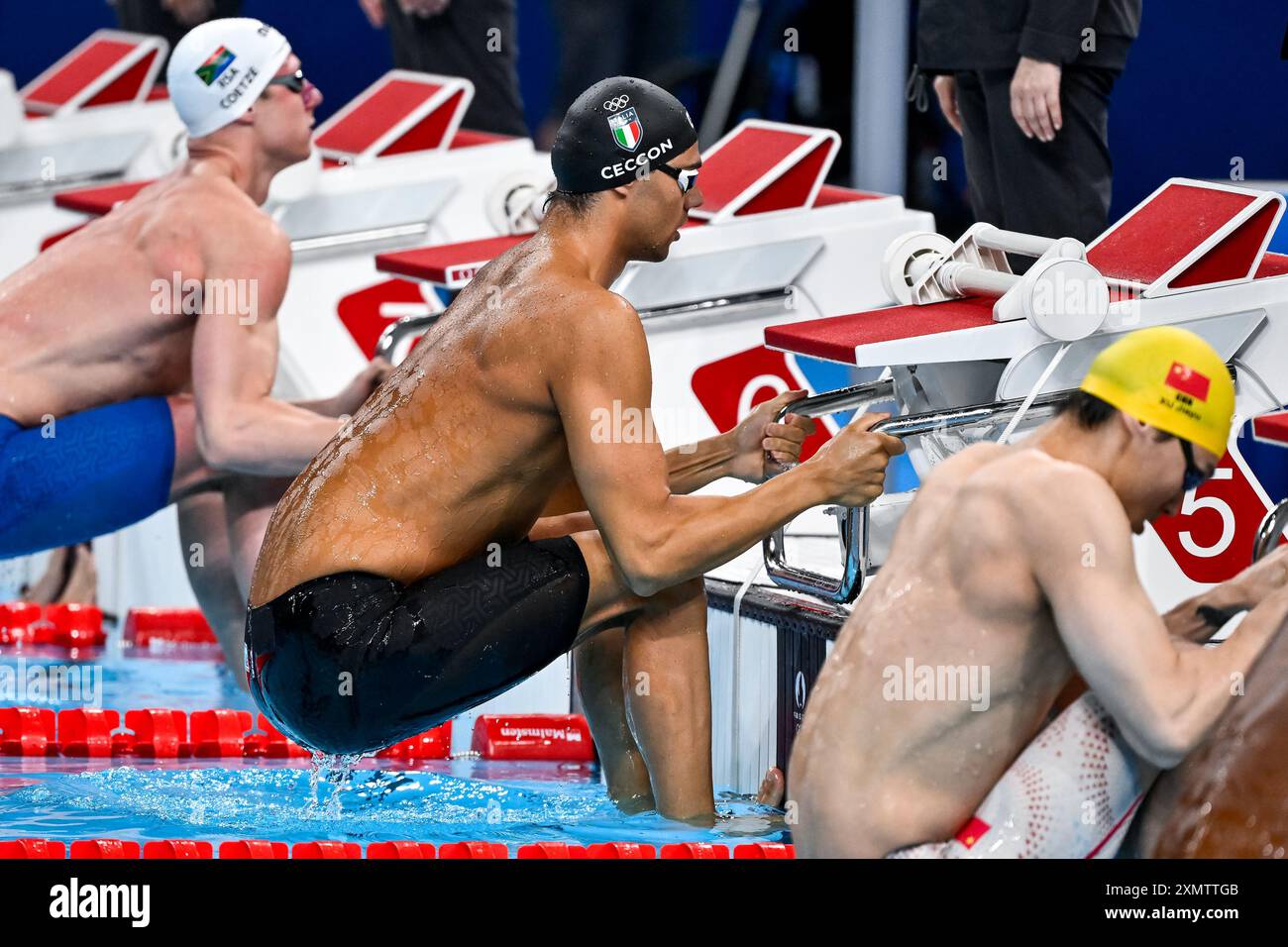Paris, France. 29th July, 2024. Thomas Ceccon of Italy competes in the ...