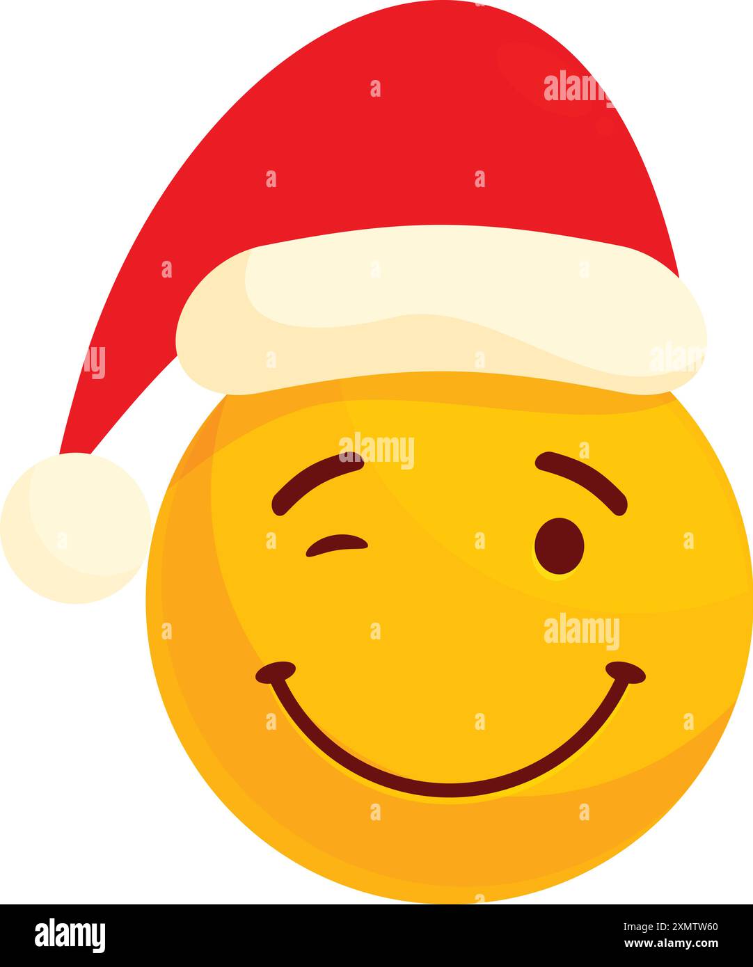 Winking and smiling christmas emoji wearing a santa hat hi-res stock ...