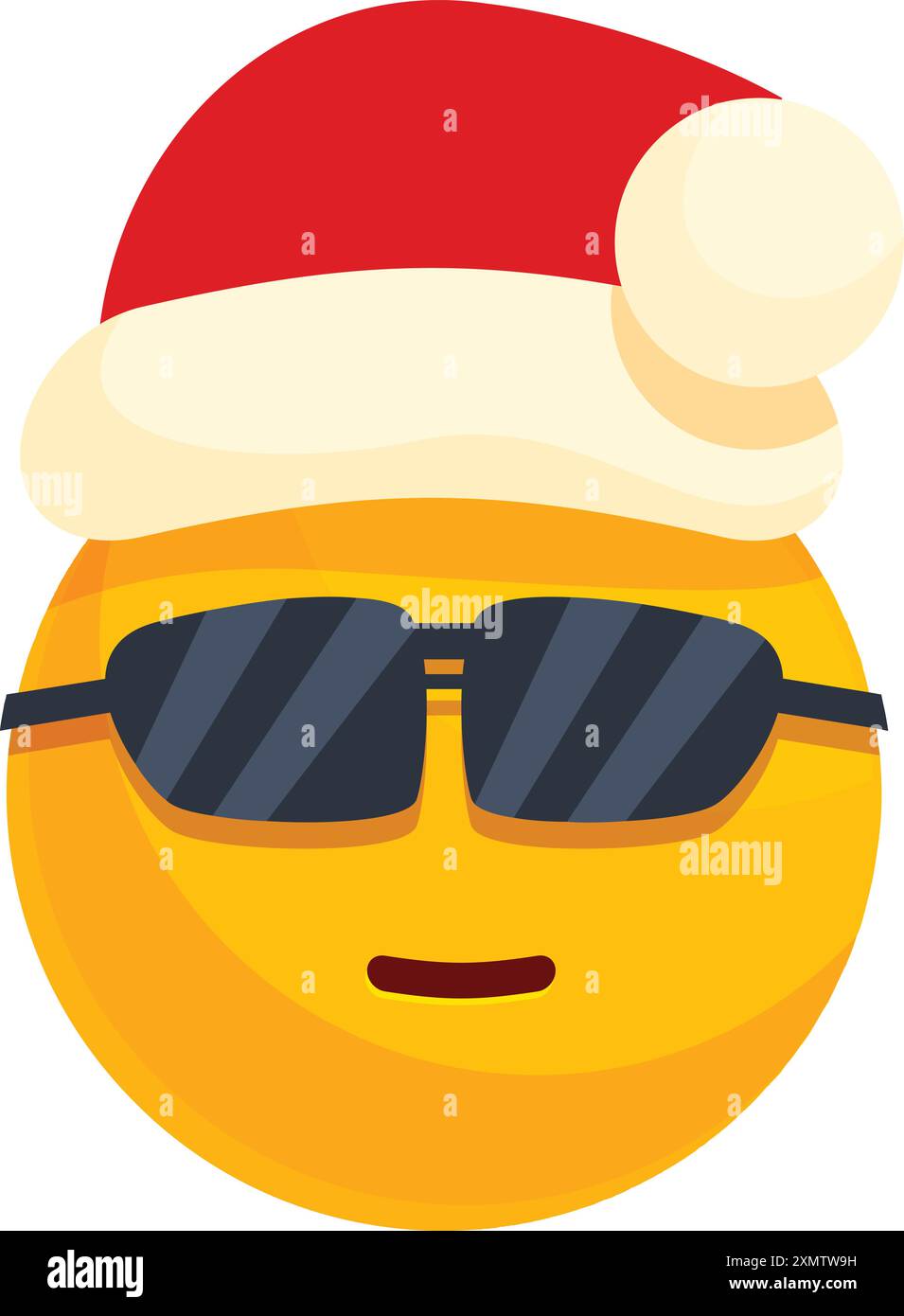 Yellow emoji wearing black sunglasses and a red and white santa claus ...