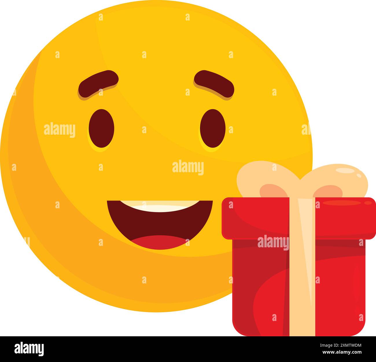 Yellow emoji giving a red present hi-res stock photography and images ...