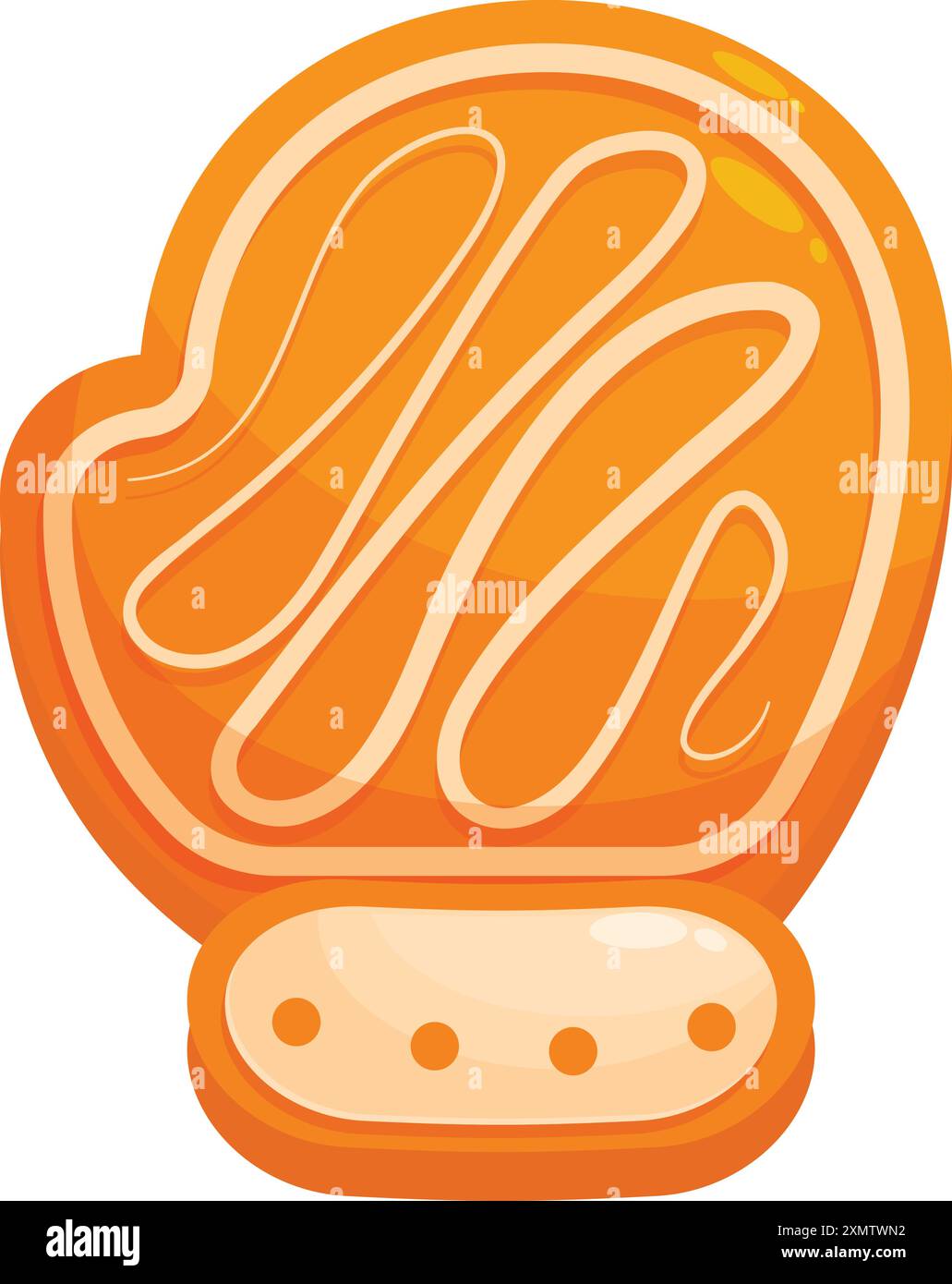 Gingerbread cookie shaped like a winter mitten with white icing detail ...