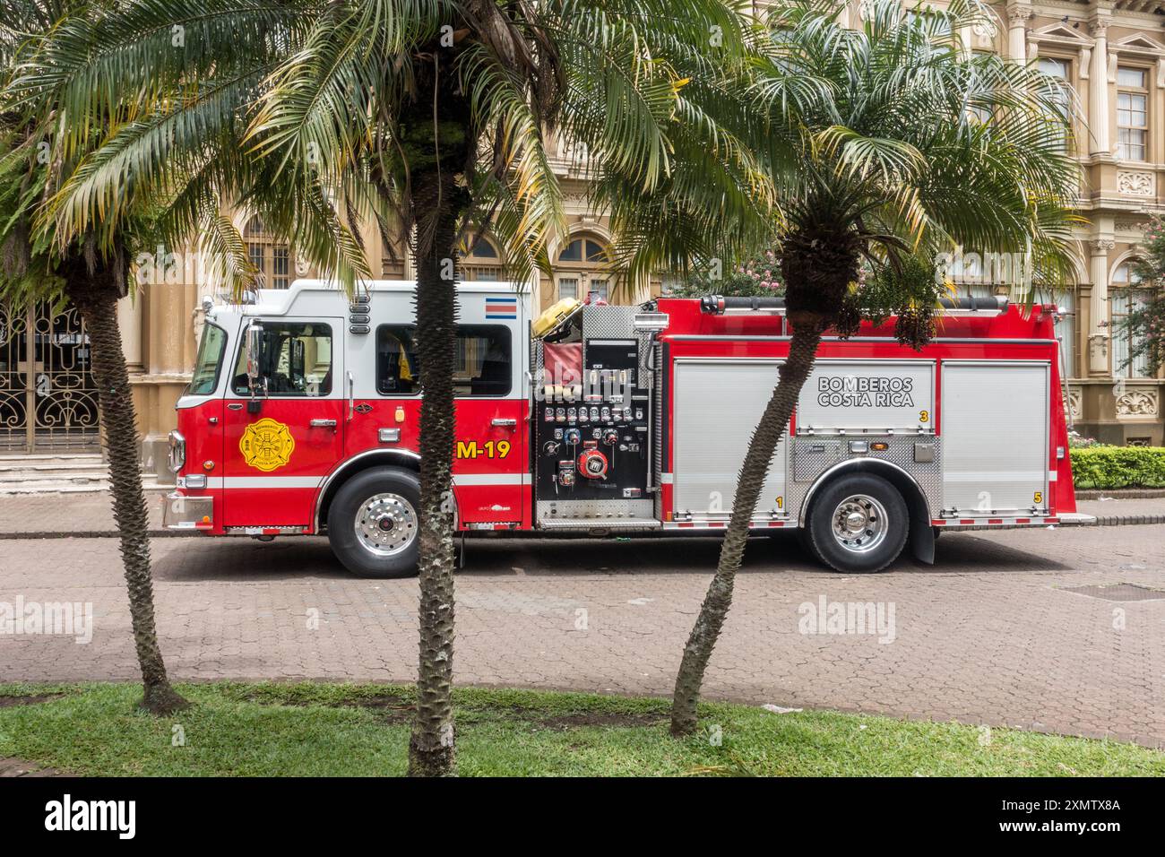 Fire truck of the Costa Rican fire department parked in front of the ...
