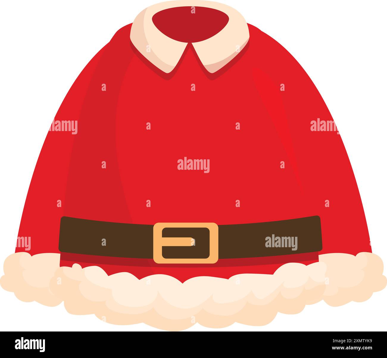 Red santa claus coat with wide black leather belt and fur trim is ...