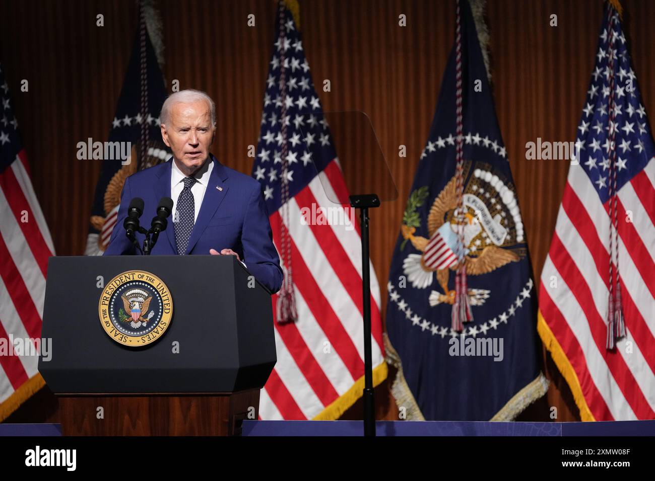 U.S. President JOE BIDEN gives the keynote speech at the Lyndon Baines ...