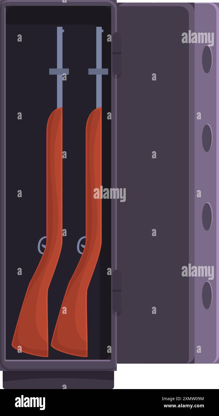 Gun safe is open, revealing two rifles stored inside Stock Vector Image ...