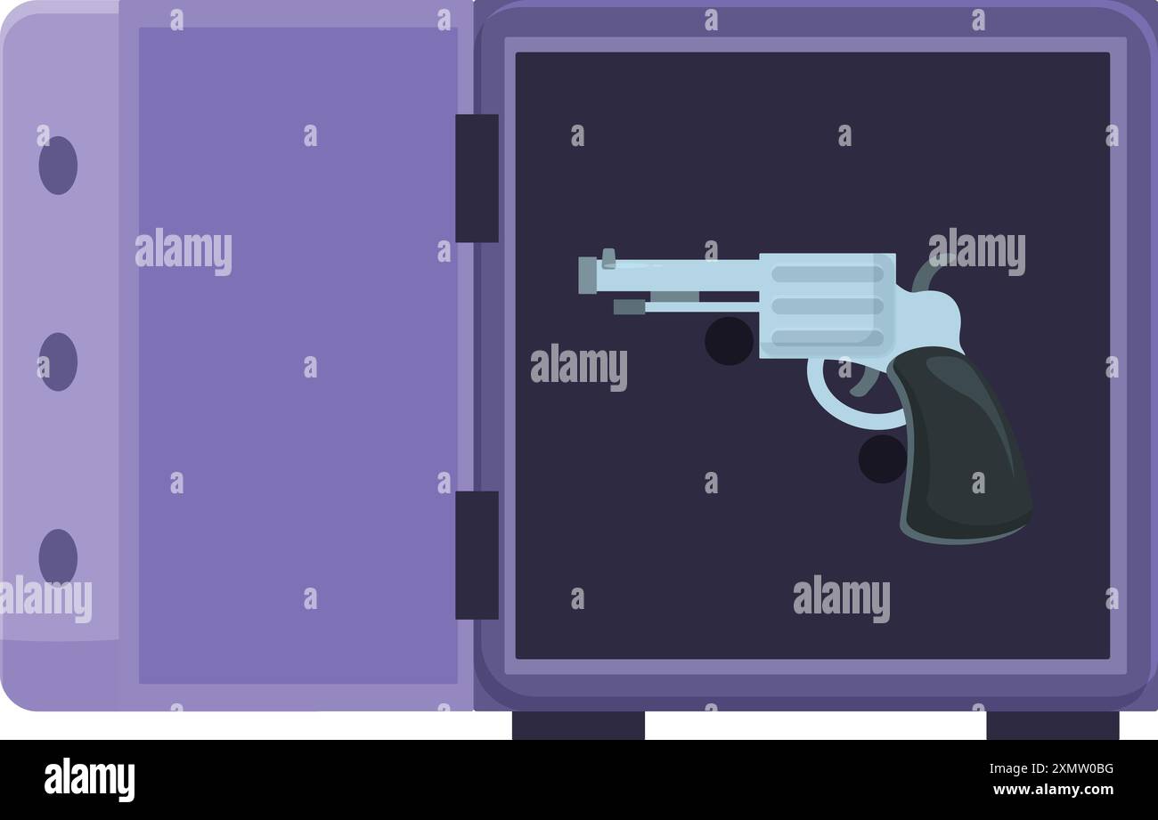 Open metal safe for keeping money and important documents with handgun ...