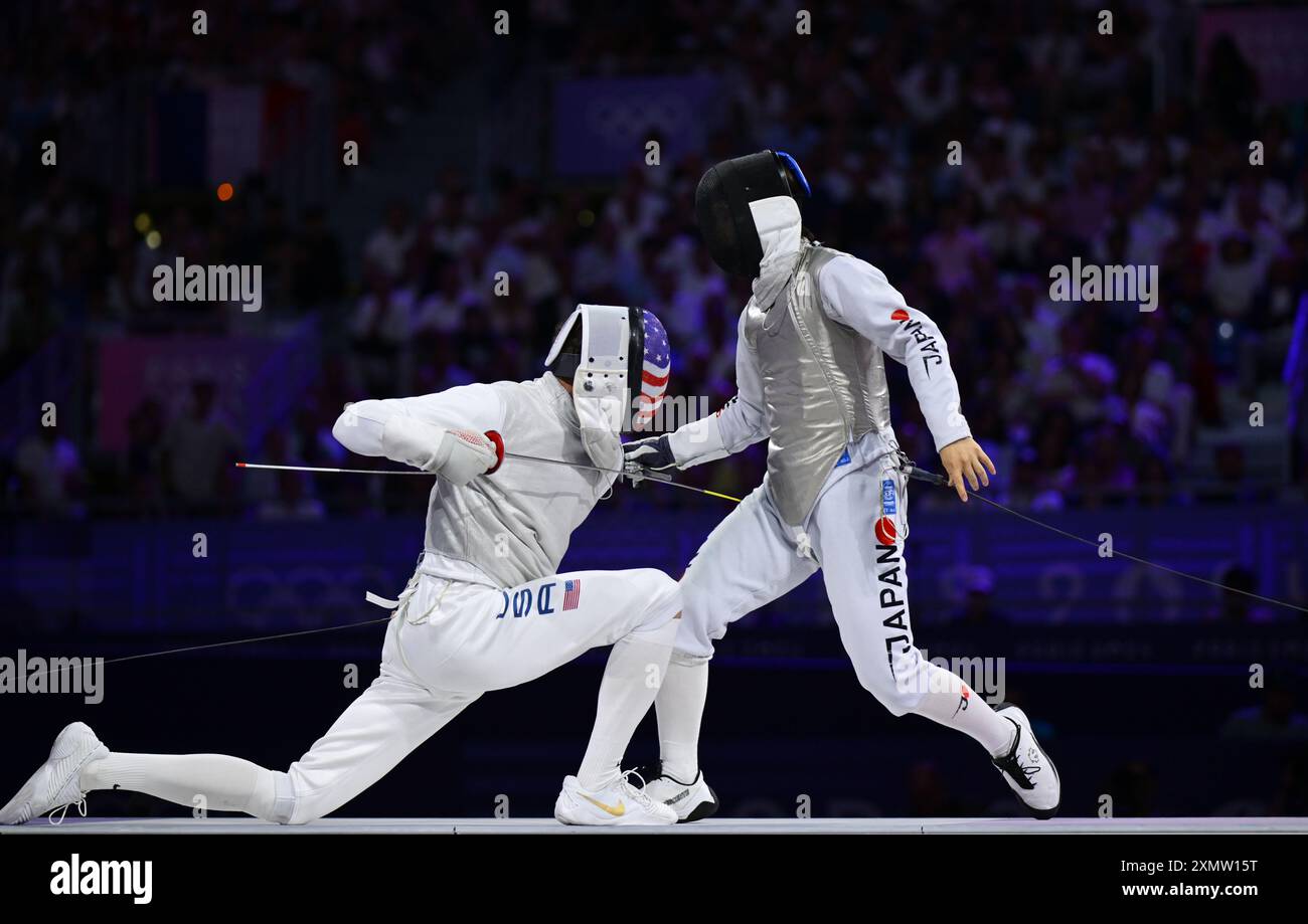 Paris, France. 29th July, 2024. Iimura Kazuki (R) of Japan competes ...