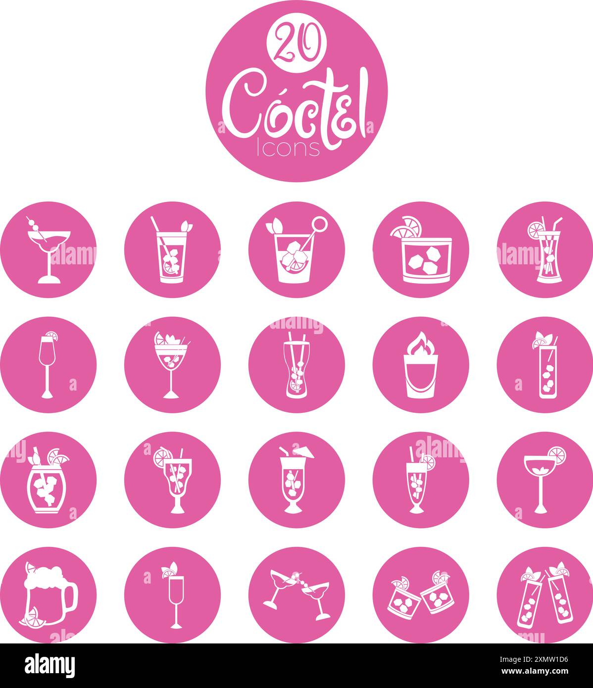 Set Of Cocktail Icons Stickers Vector Stock Vector Image And Art Alamy