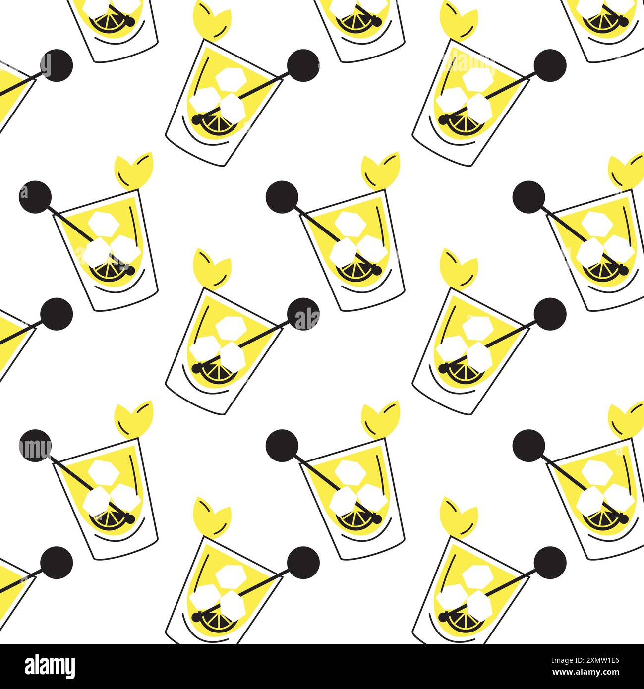 Cocktail icons colored sketch pattern background Vector Stock Vector ...