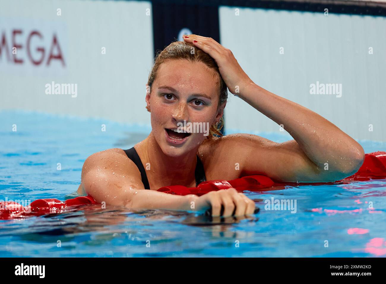 Summer McIntosh of Team Canada is seen after winning the Women's 400m IM final on day three of ...