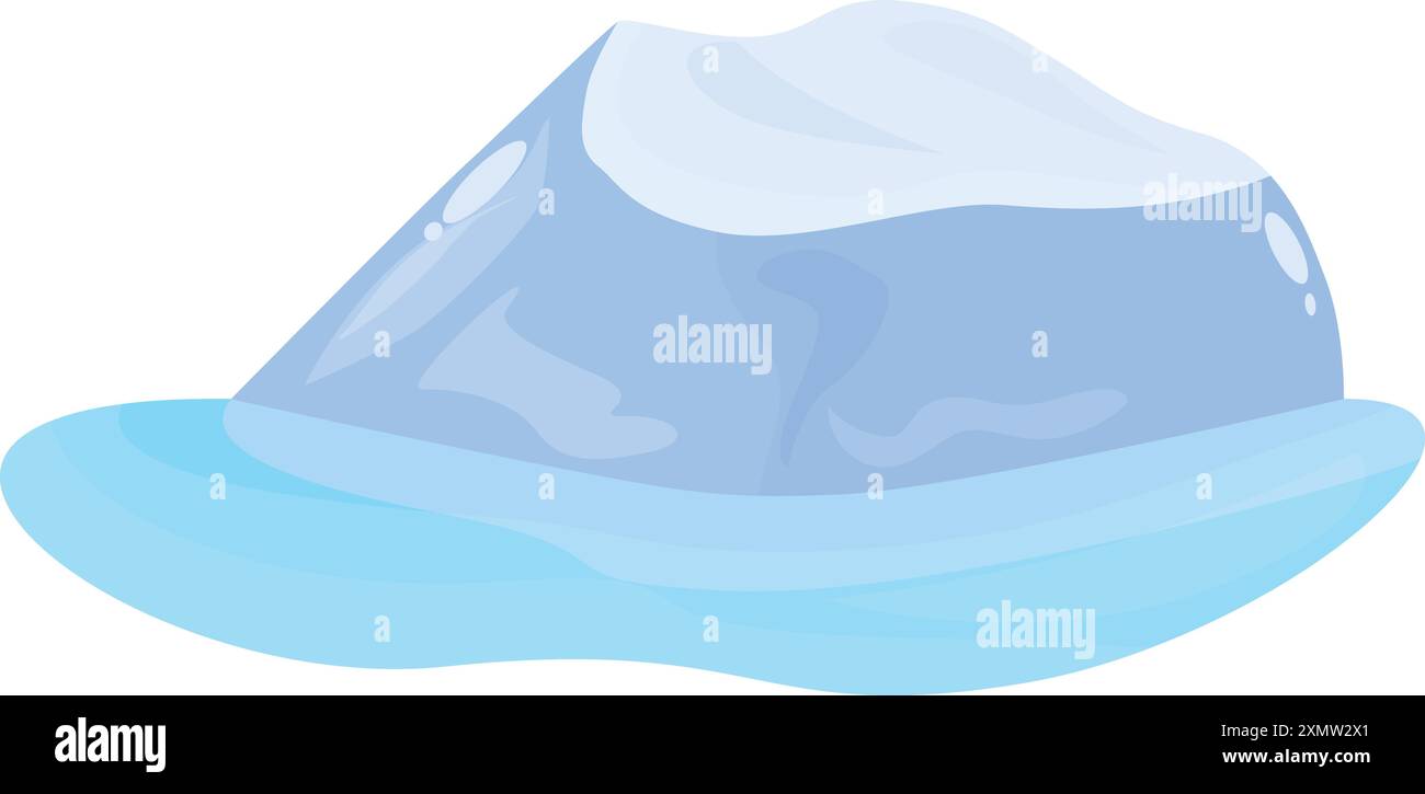 Cartoon iceberg floating on water surface with snow on its top Stock ...