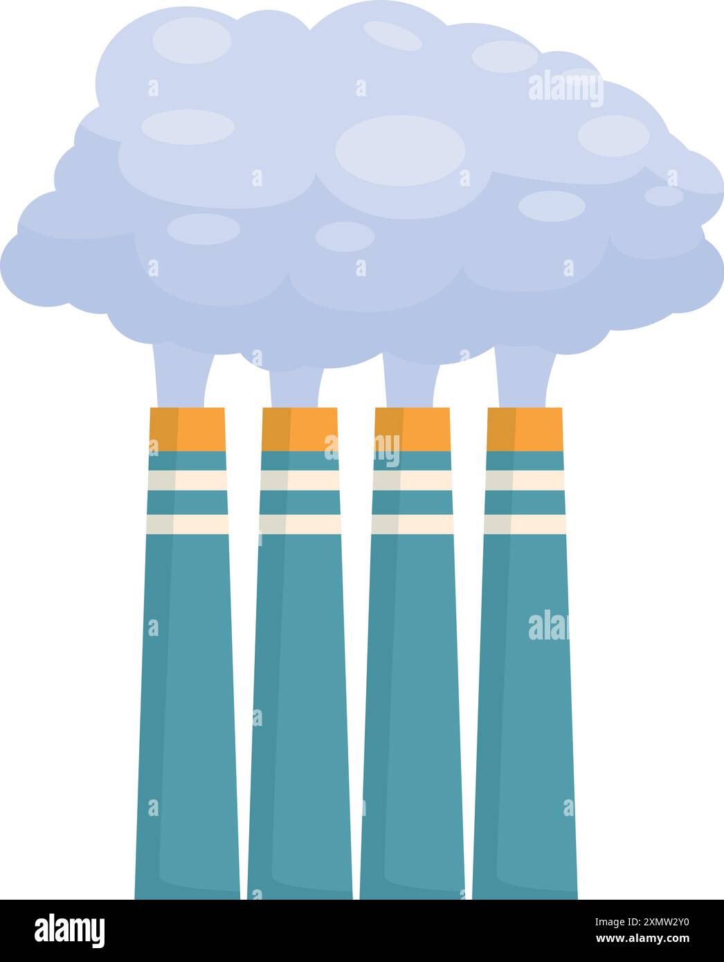 Four industrial chimneys are releasing a large cloud of toxic smoke ...