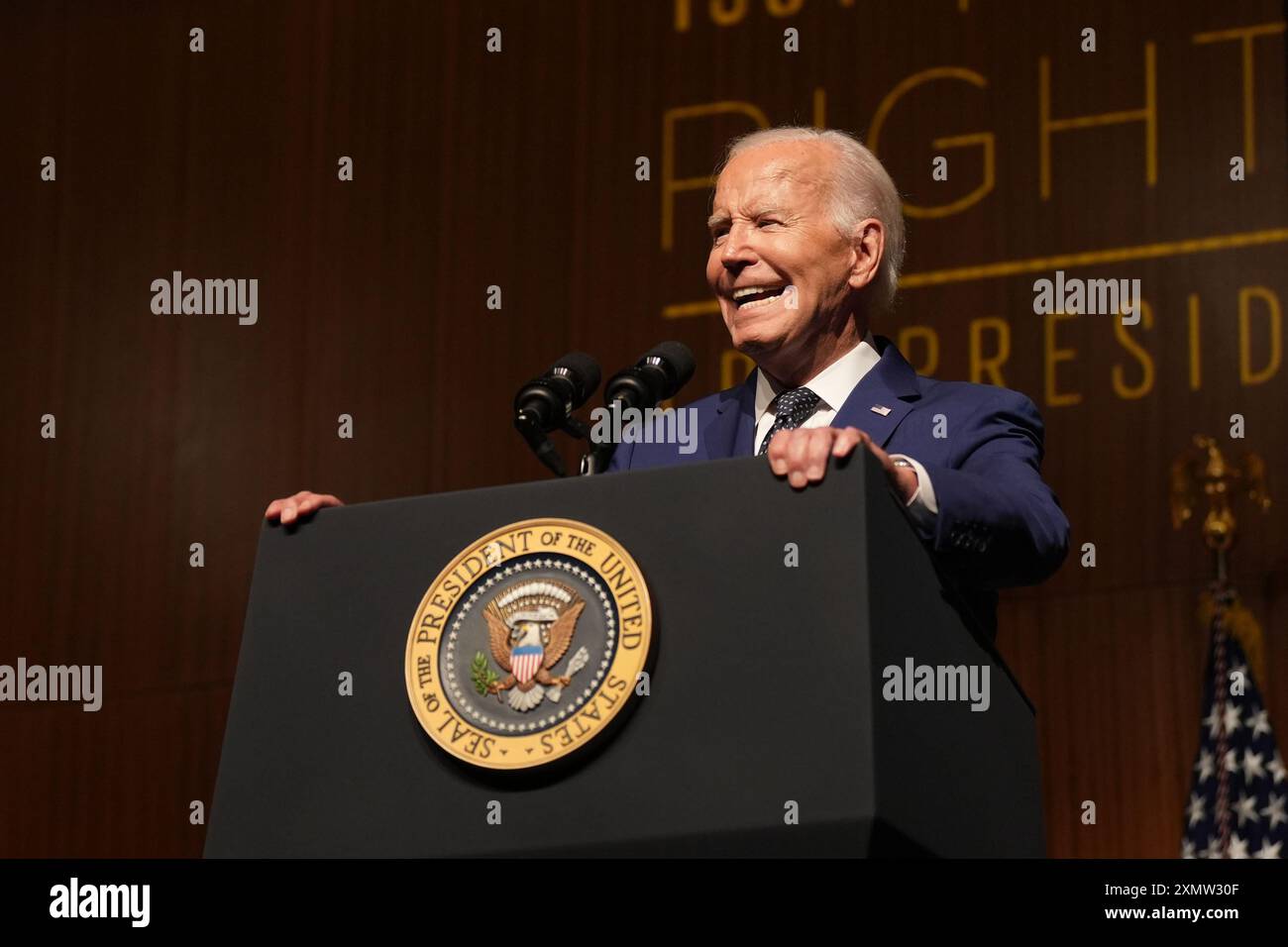 Austin Texas USA, July 29 2024: U.S. President JOE BIDEN gives an ...