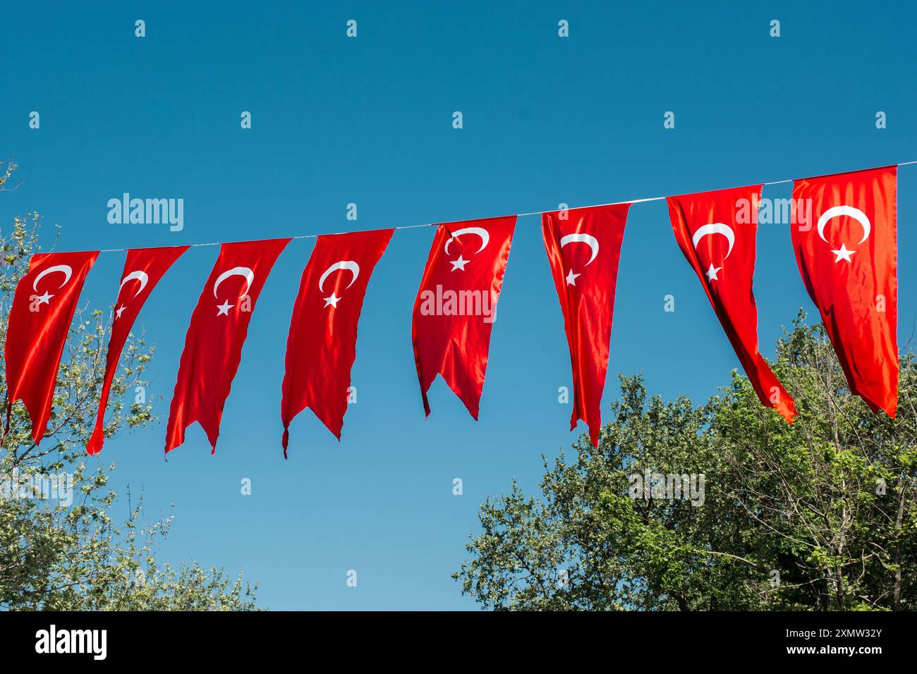 Turkish national flag hang in view in open air Stock Photo - Alamy