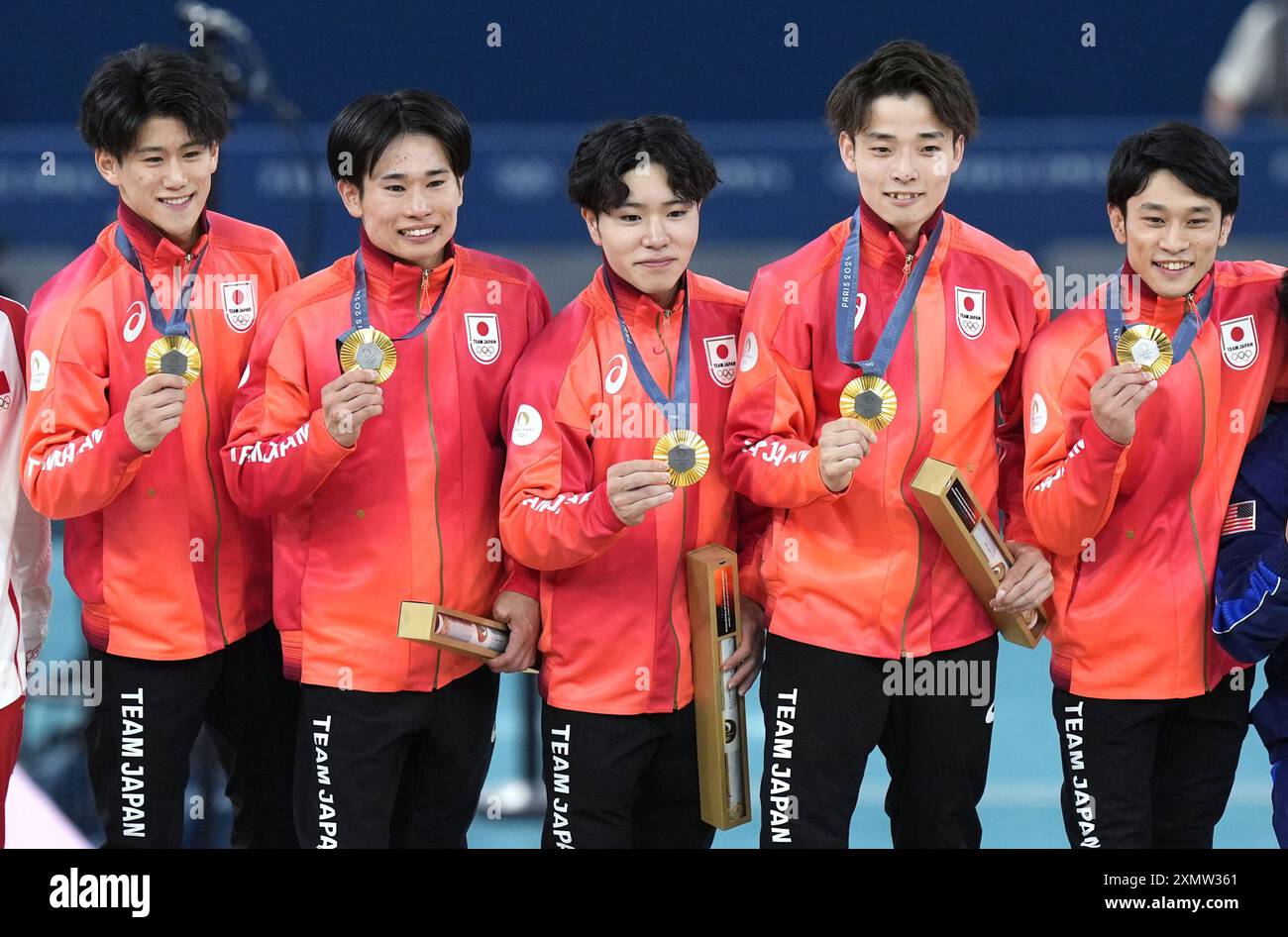 Japanese gymnasts (from L) Daiki Hashimoto, Kazuma Kaya, Shinnosuke Oka ...