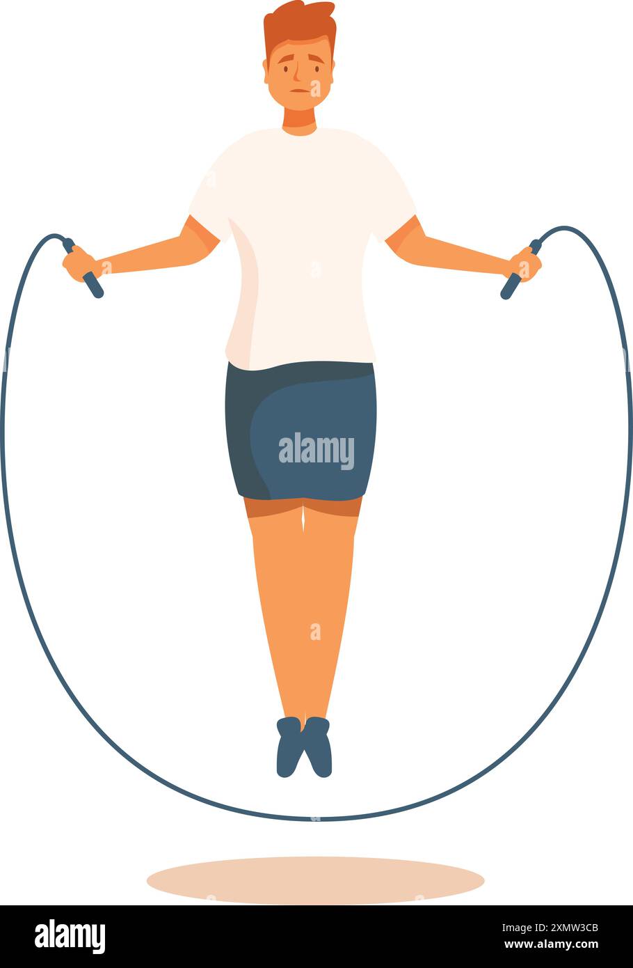 Young man is jumping with a jump rope, promoting a healthy lifestyle ...