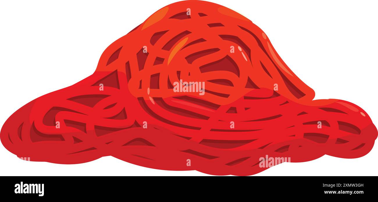 Illustration Of A Pile Of Cooked Spaghetti Forming An Abstract Shape Isolated On White