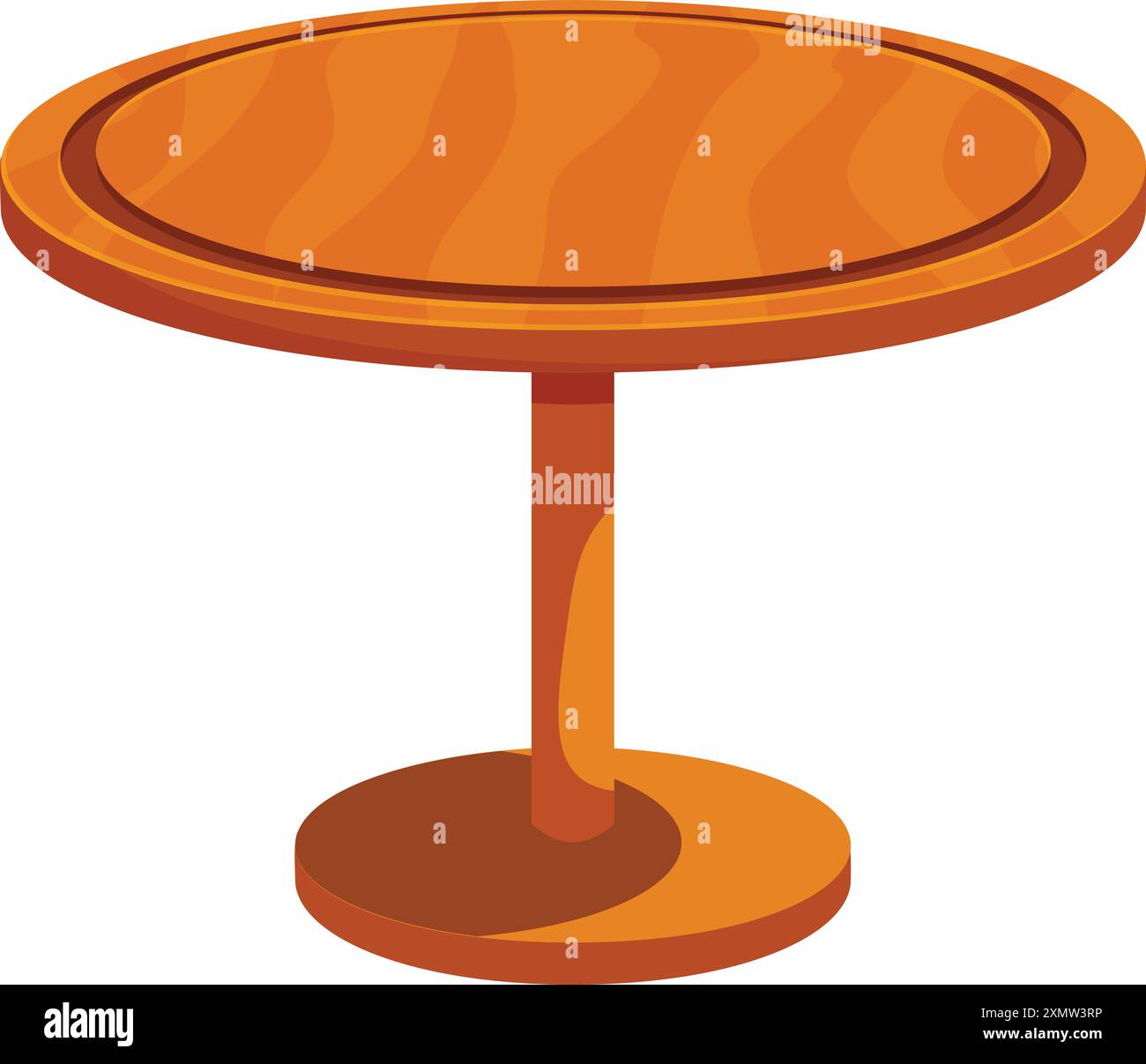 Round wooden table standing on one leg, a piece of furniture isolated ...