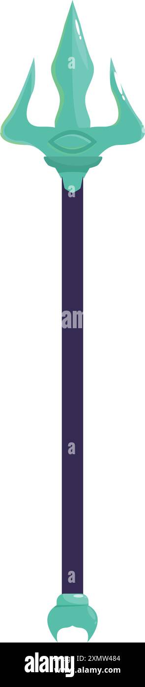 Magic staff with turquoise trident and eye on top is standing upright ...