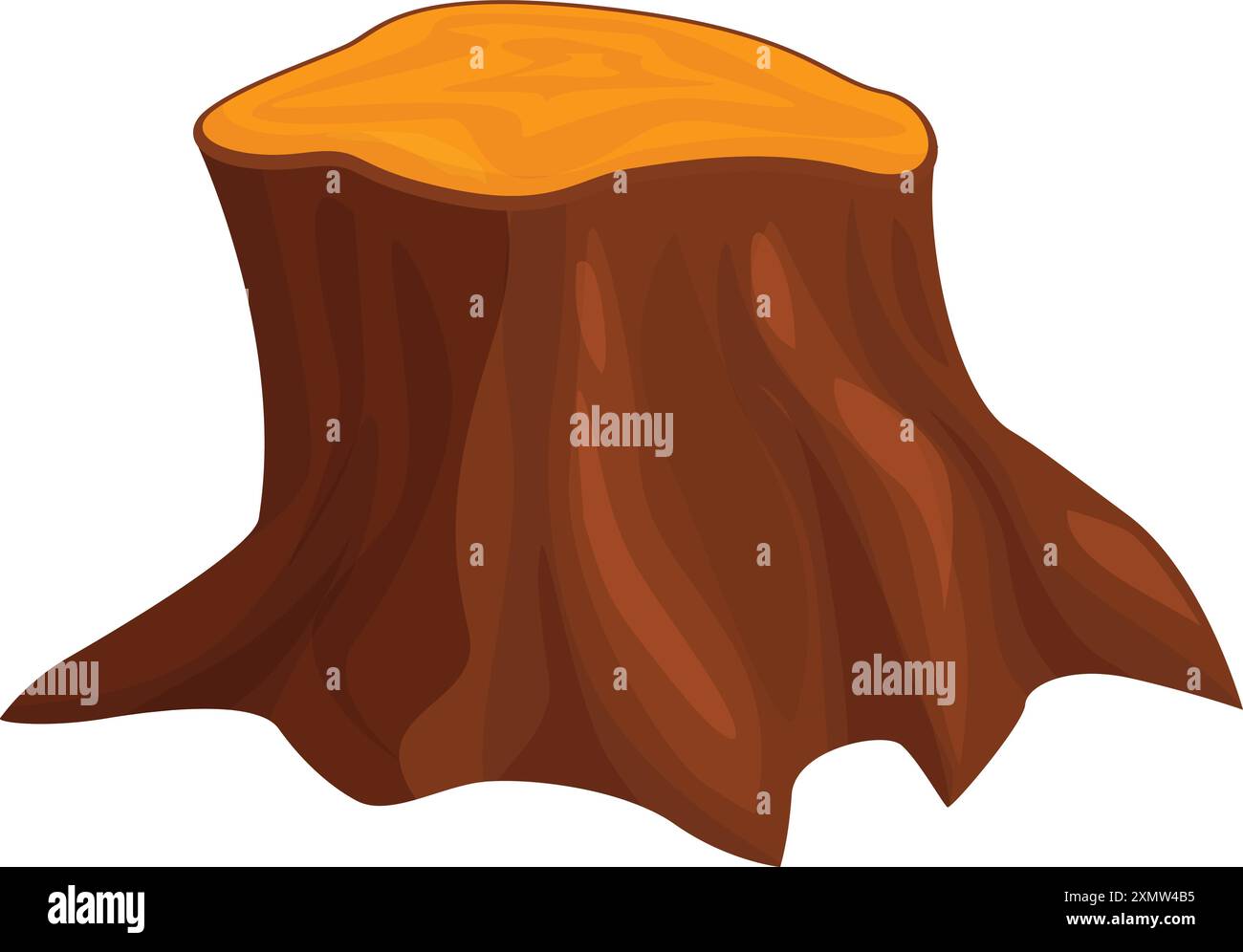 Brown tree stump with visible cross section showing growth rings Stock ...