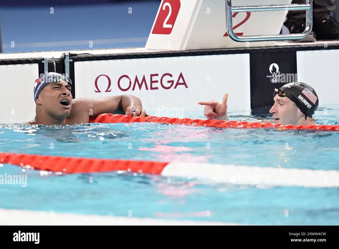 Paris, France. 29th July, 2024. Ryan Murphy of USA, right, out the ...