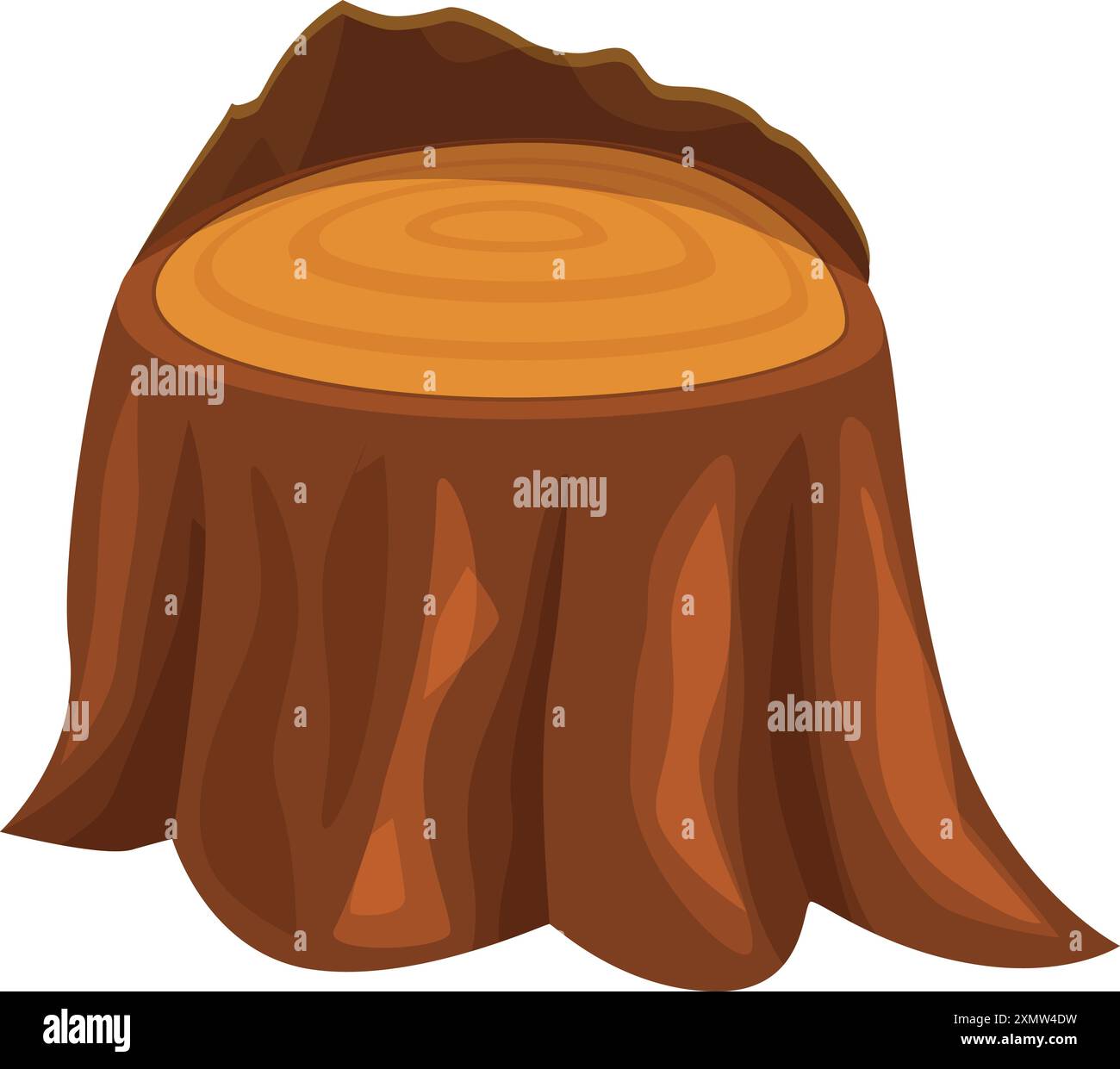 Brown tree stump showing growth rings illustration Stock Vector Image ...
