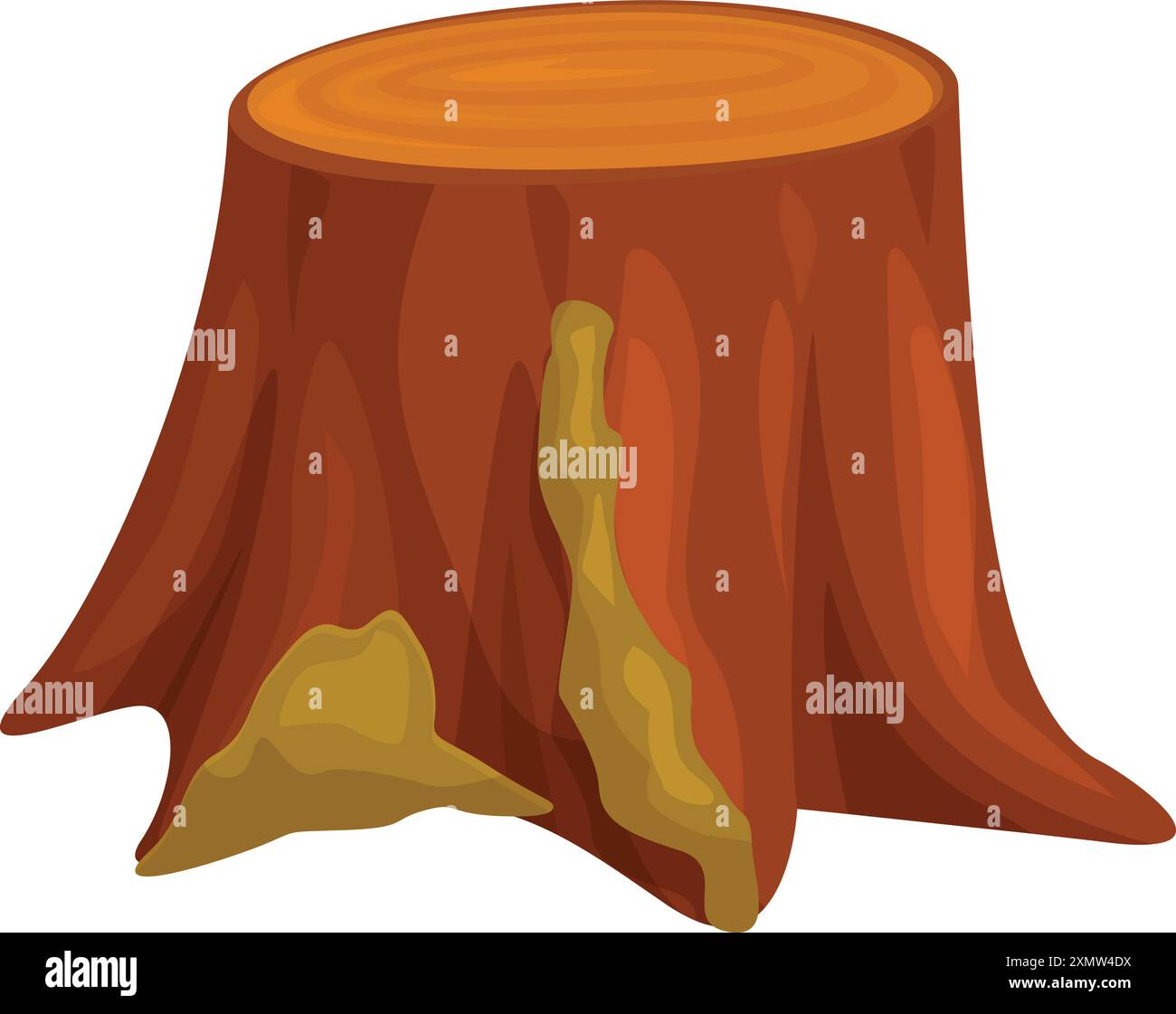 Illustration of an old tree stump with cracks and rings, showing the ...