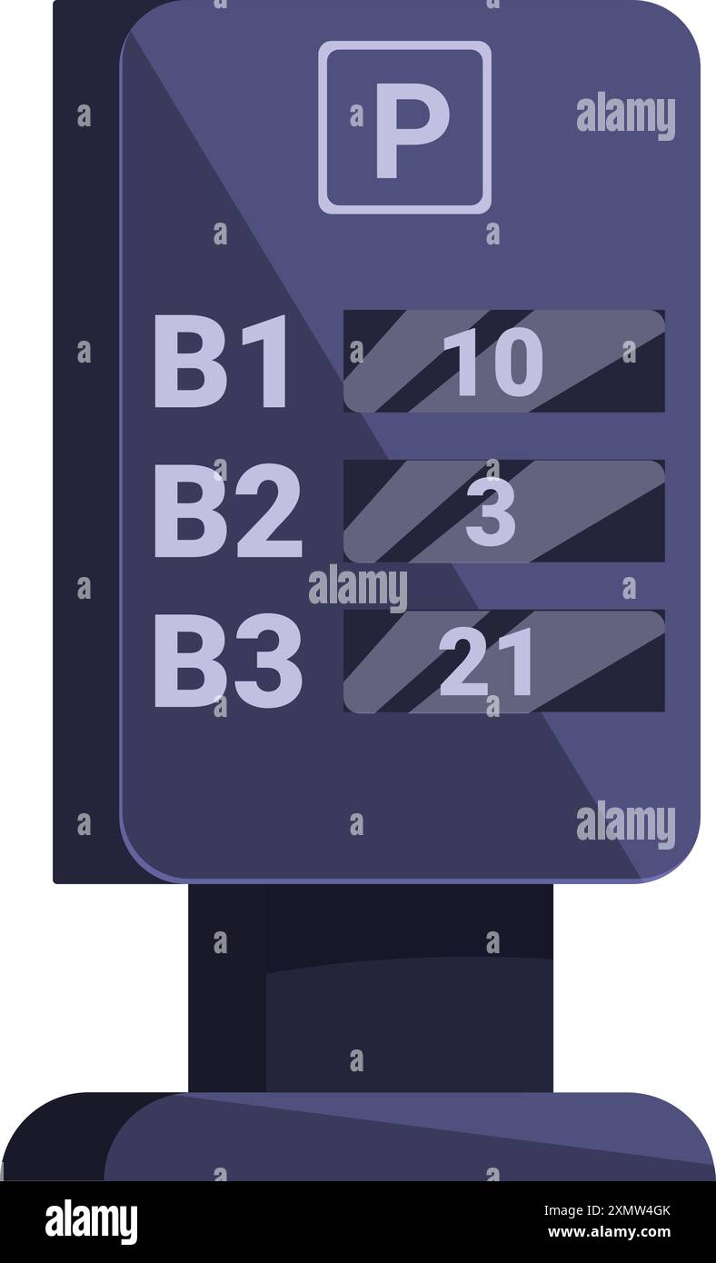 Parking guidance system showing the number of available parking spots ...