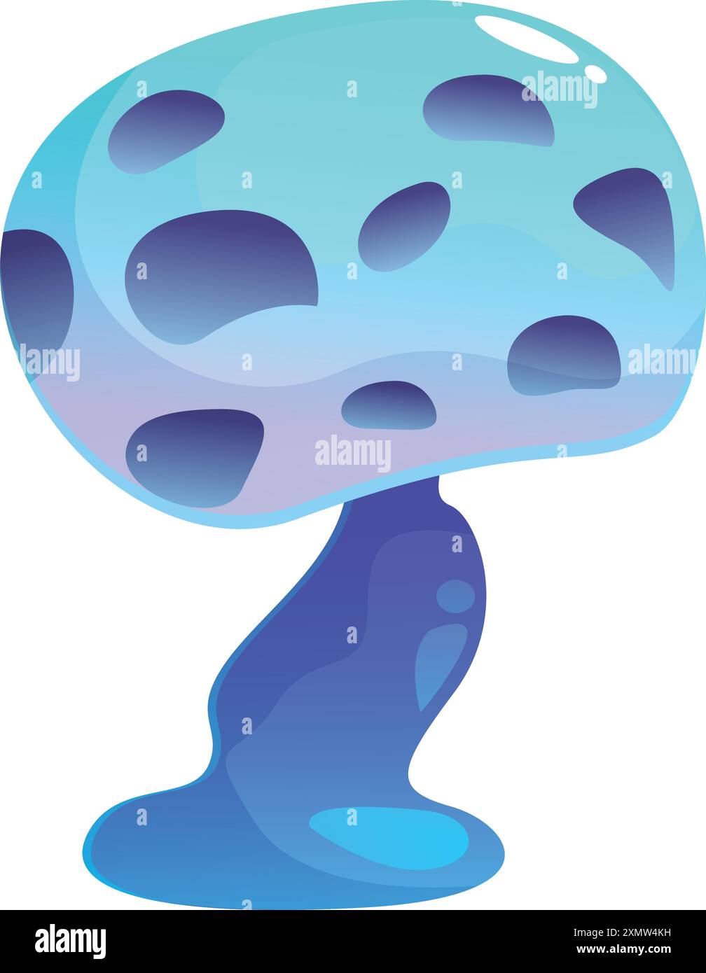 Cartoon blue alien mushroom growing with spots on its cap Stock Vector ...