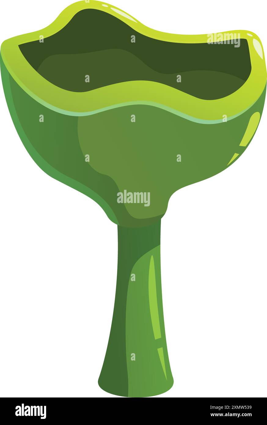 Green alien tree growing upwards with empty top on white background ...