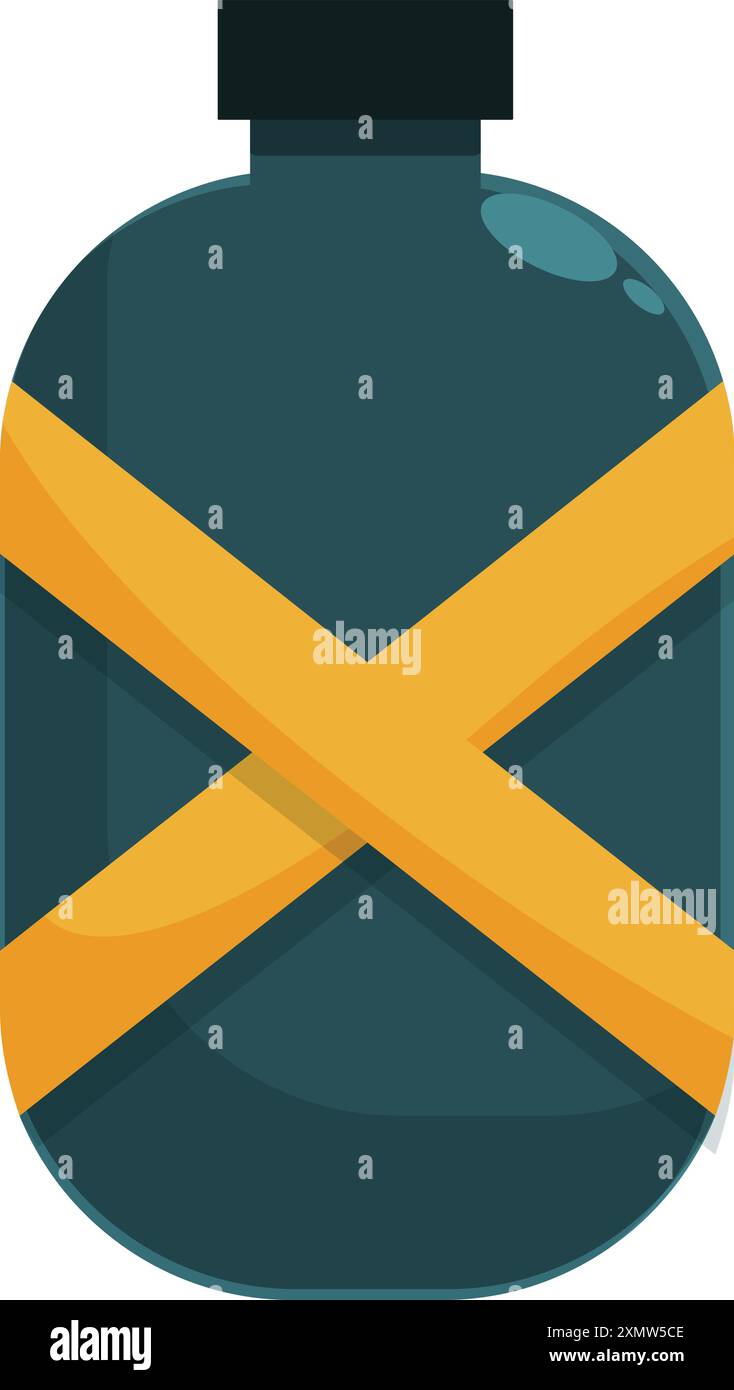 Dark bottle showing hazard symbol warning of dangerous substance inside ...