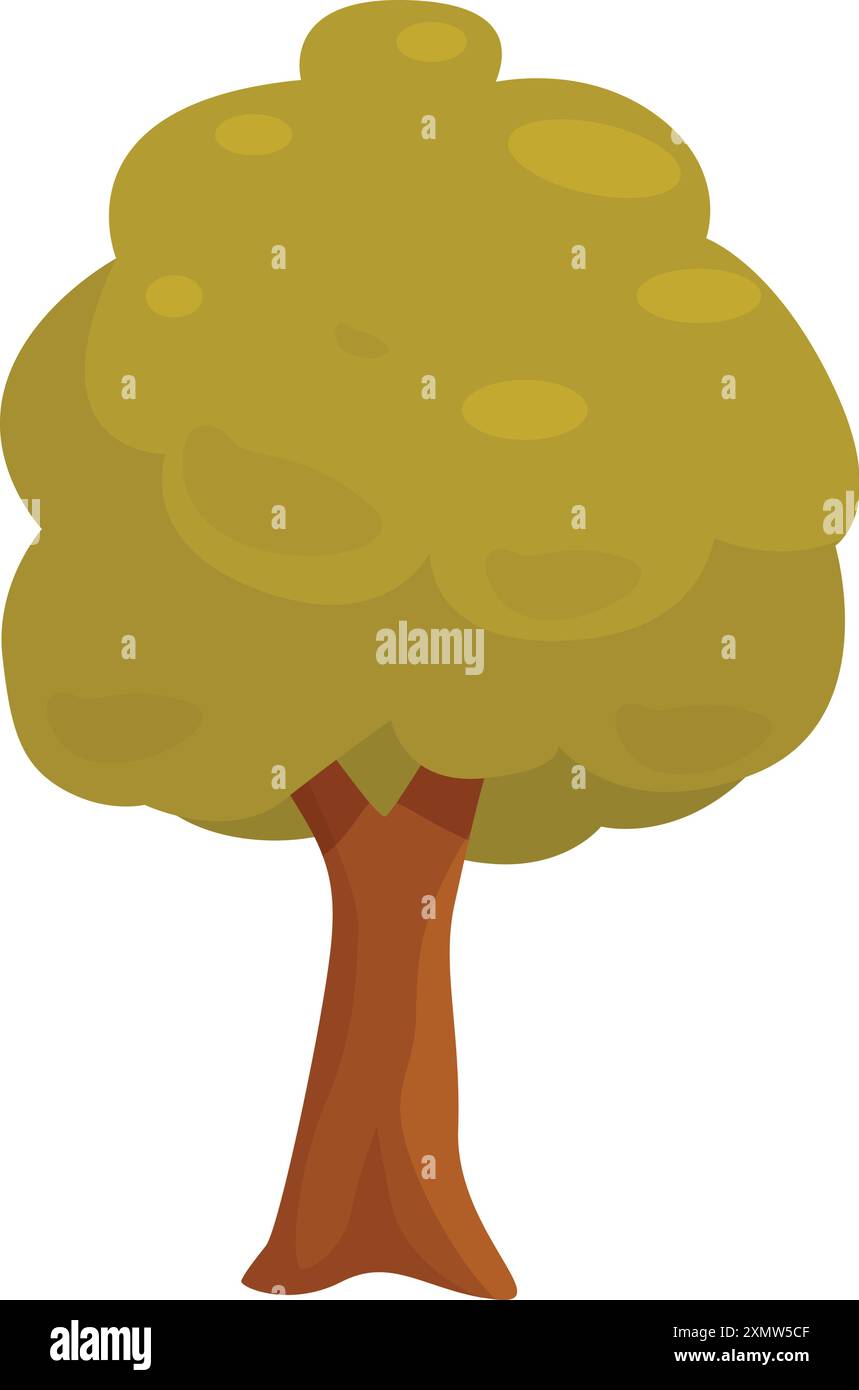 Large green cartoon tree is thriving with a lush full crown Stock ...
