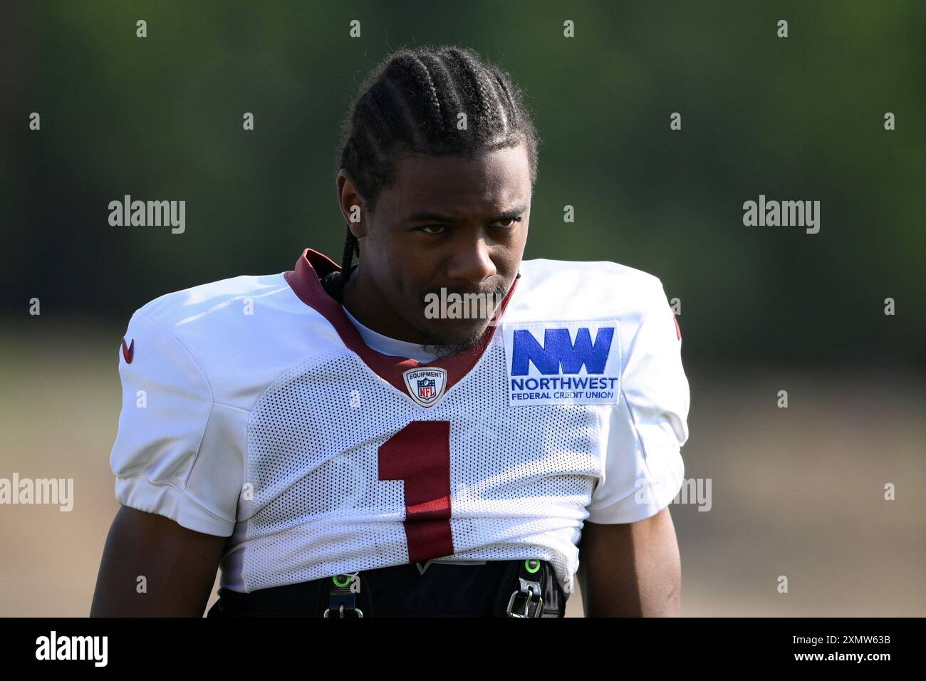 Washington Commanders wide receiver Jahan Dotson (1) works out during ...