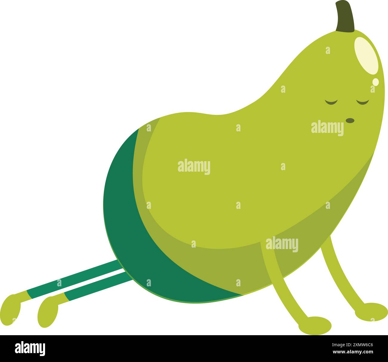 Cartoon pear with arms and legs is doing push ups hi-res stock ...