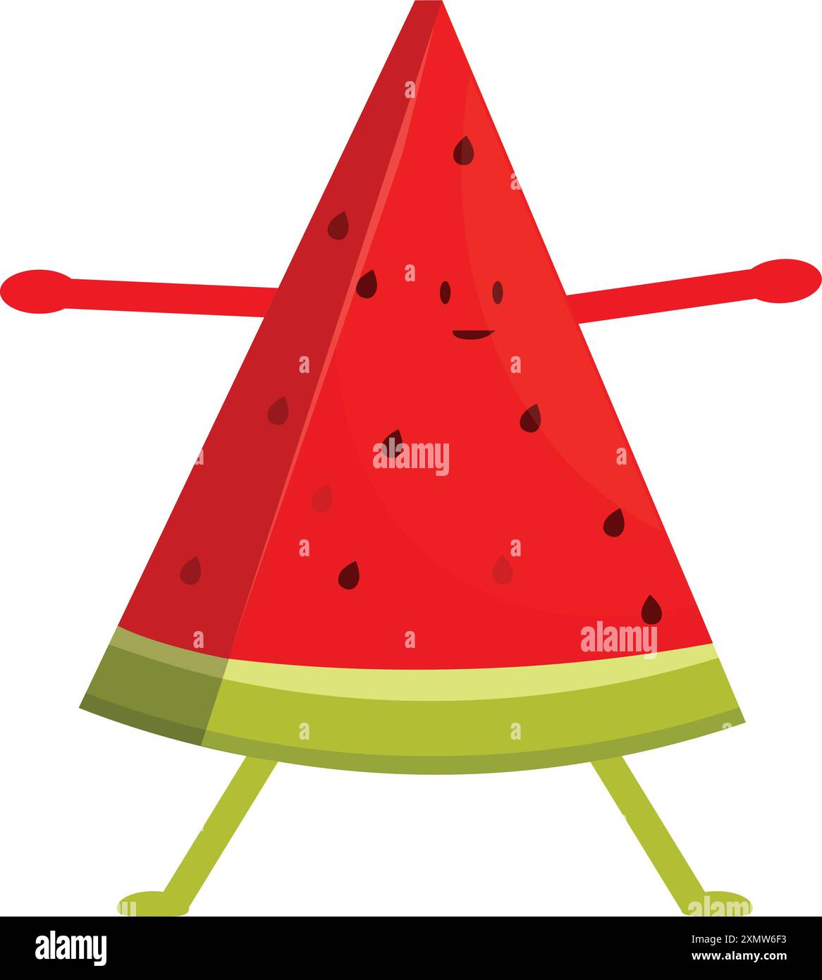 Happy cartoon watermelon slice character standing with open arms Stock ...