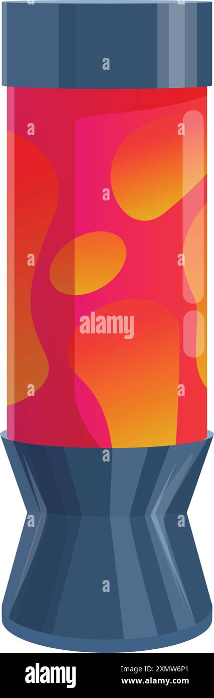 Classic red lava lamp is standing on a white background, emitting a ...