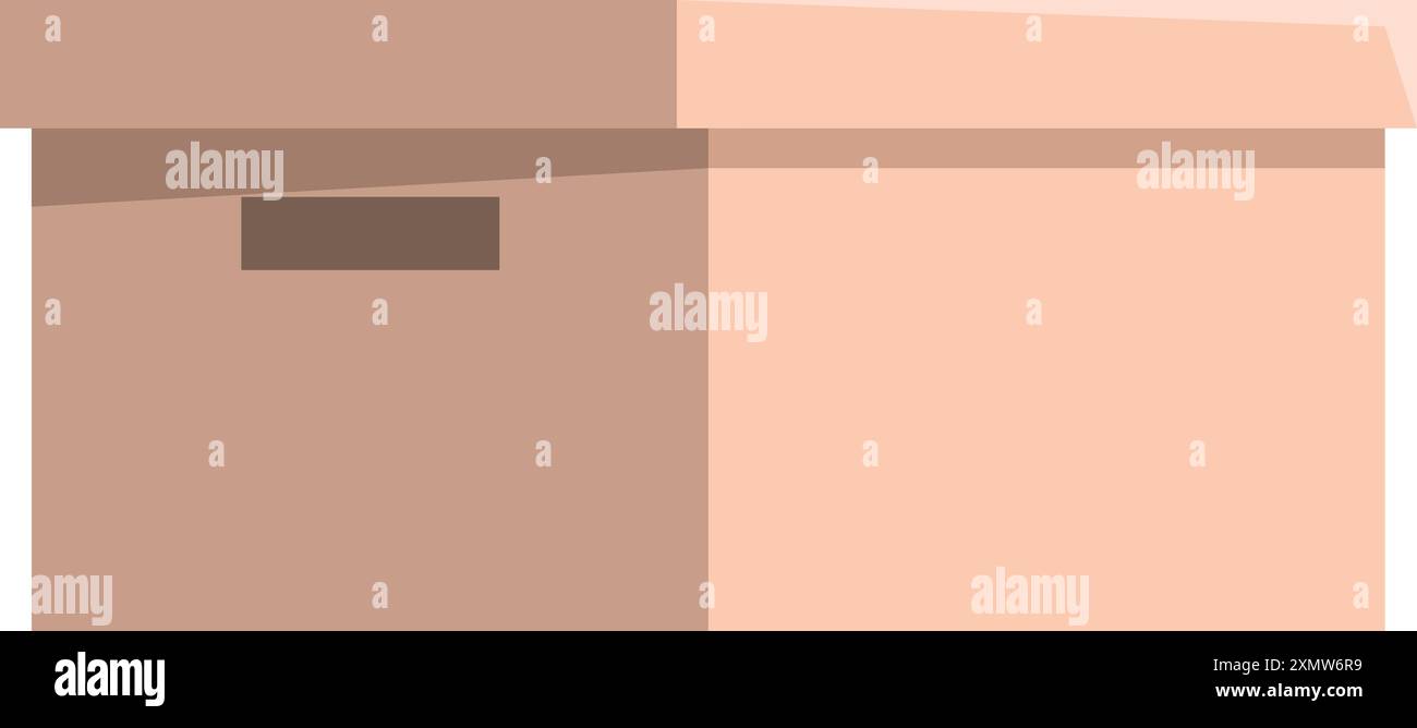 Closed cardboard box with its lid lying down is isolated on a white ...