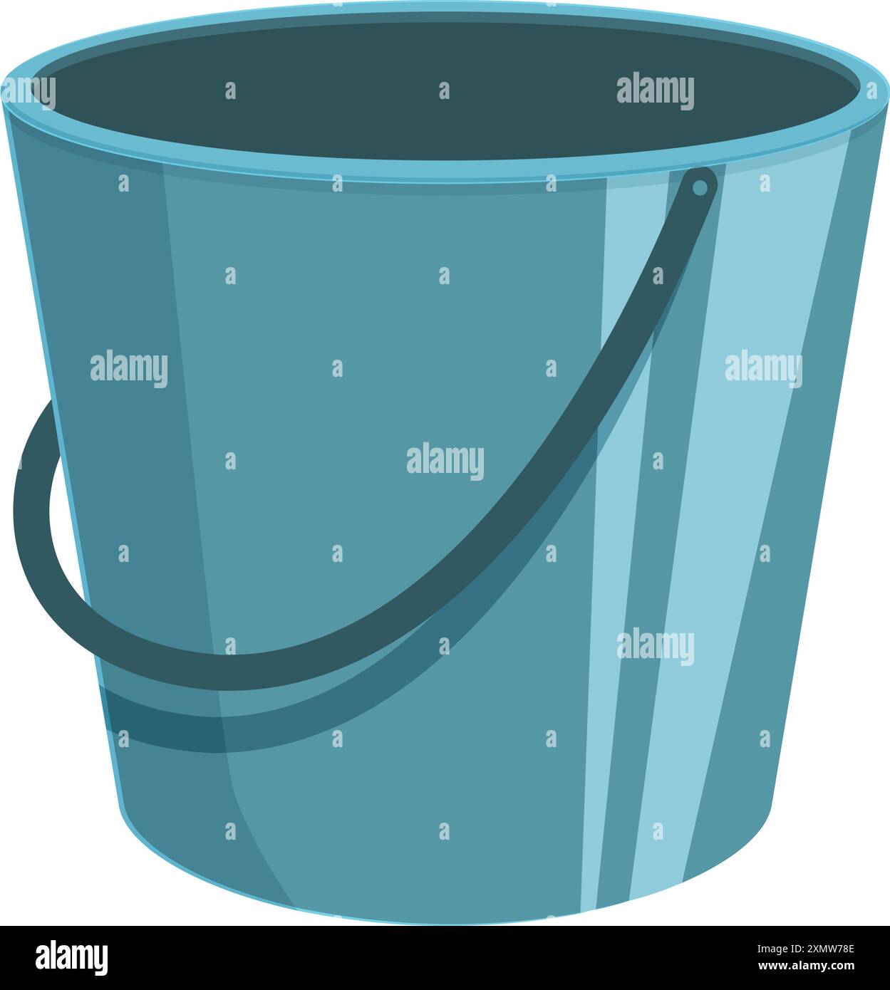 Classic empty metal bucket standing with its handle up Stock Vector ...