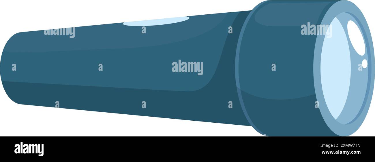 Blue metal flashlight is lying horizontally and emitting light Stock ...